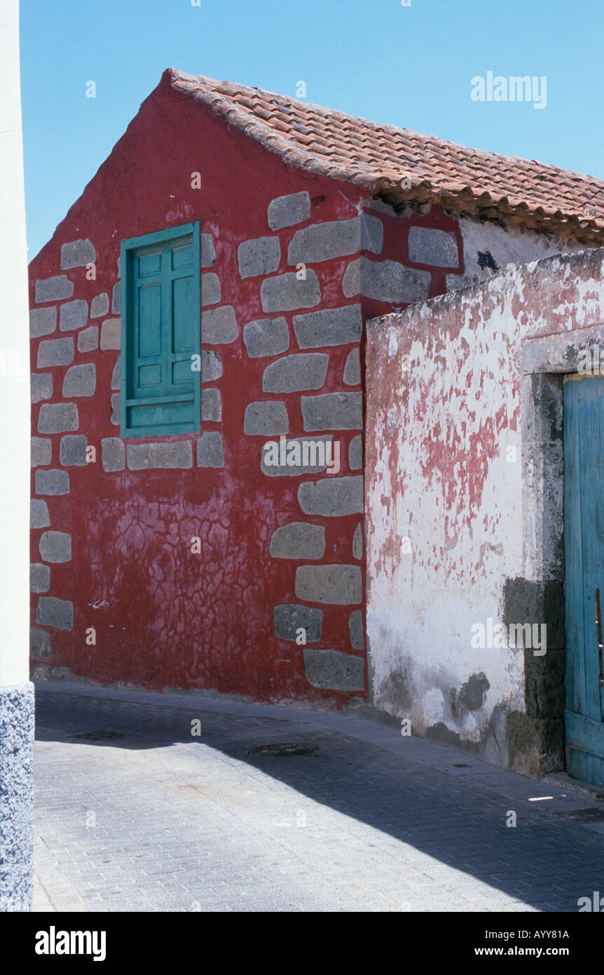 Traditional house painted red in Aguimes Gran Canaria Canary Islands ...