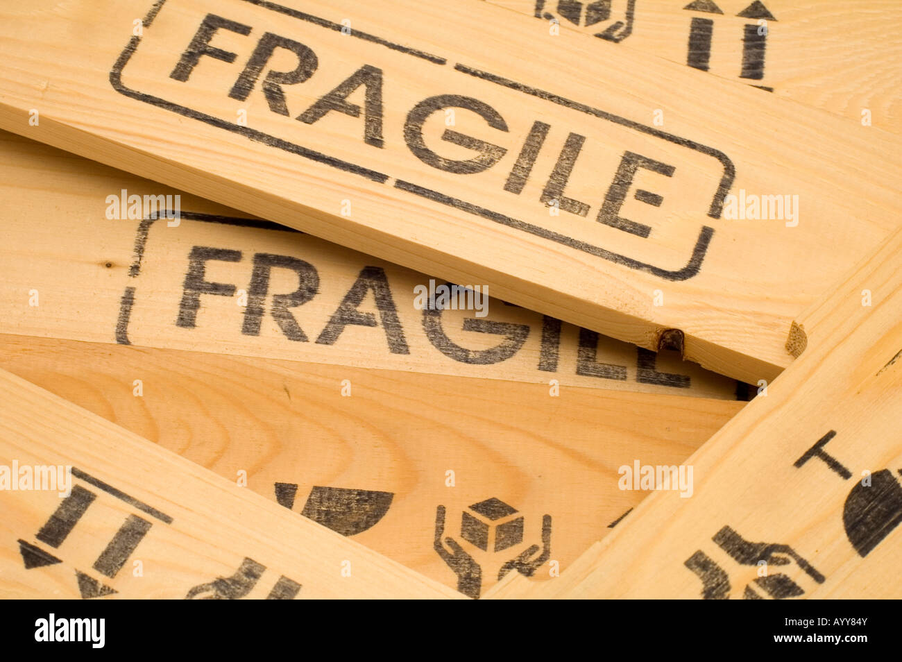 wooden crate with fragile content Stock Photo - Alamy