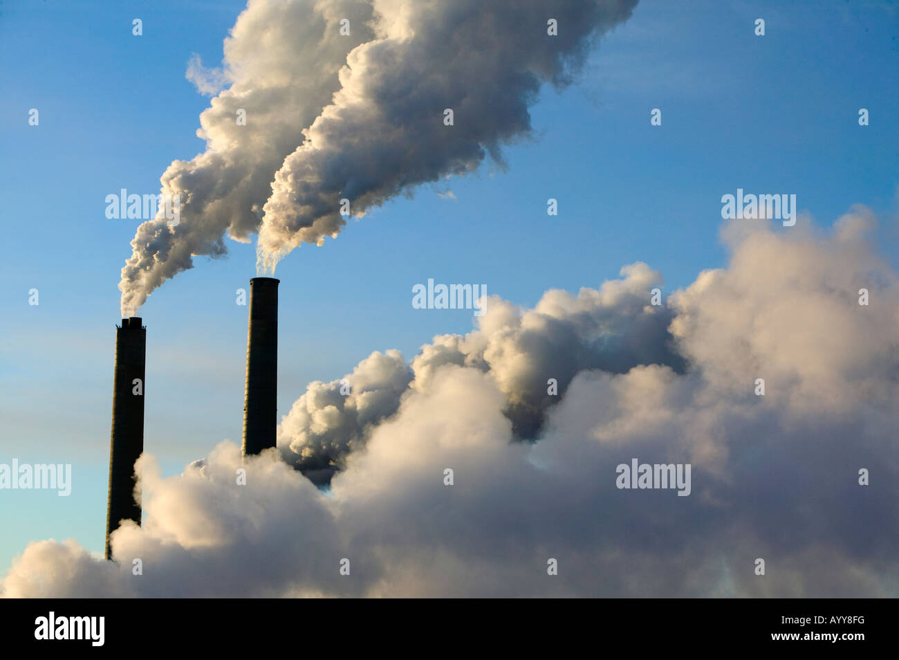 Smokestacks pollution aerial hi-res stock photography and images - Alamy