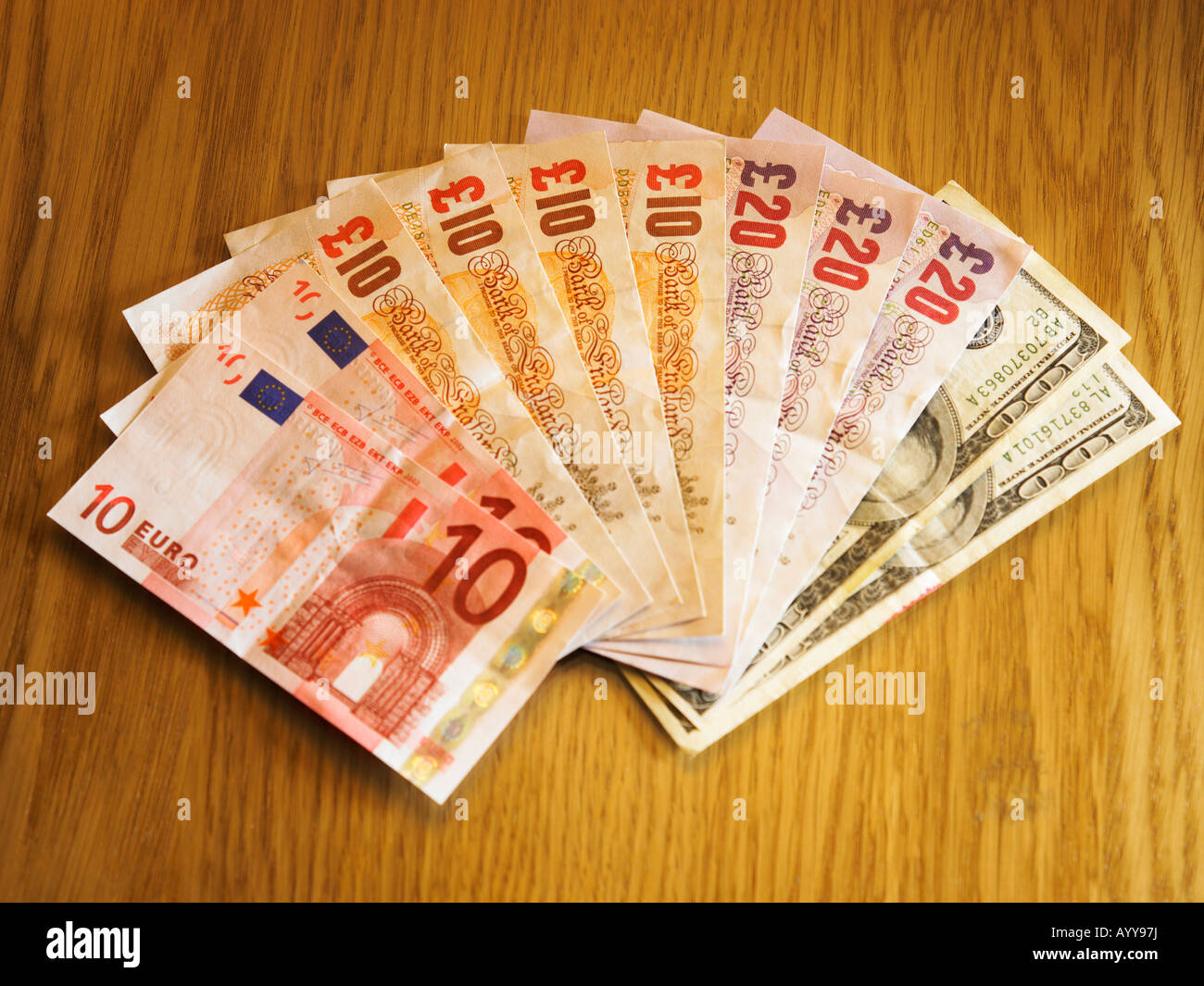 Full view of variety currencies Stock Photo - Alamy