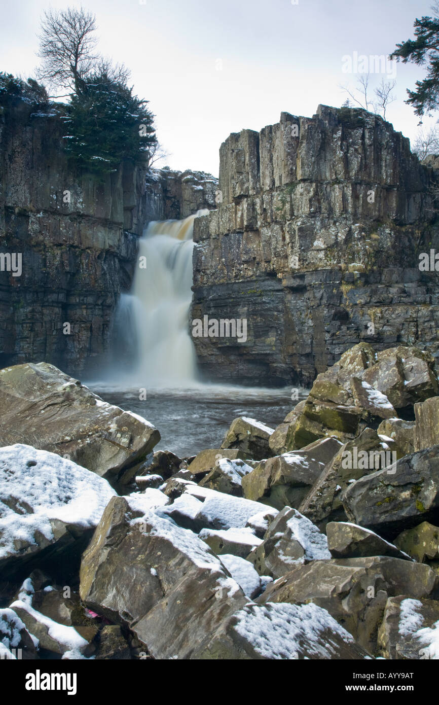 High Force Waterfall on the Raby Estate River Tees Teesdale Stock Photo ...