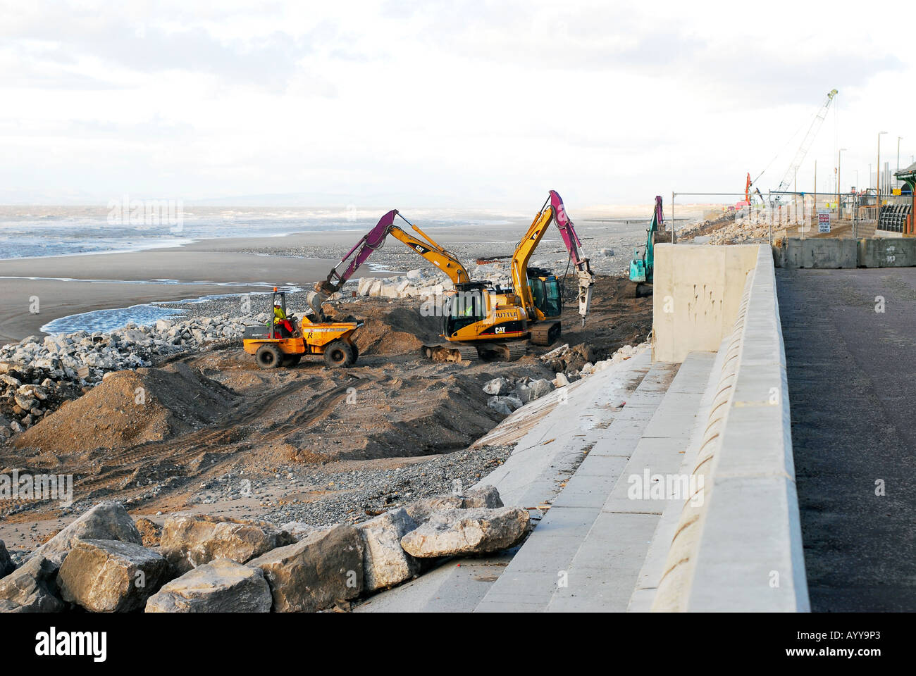 Building flood defences Stock Photo - Alamy