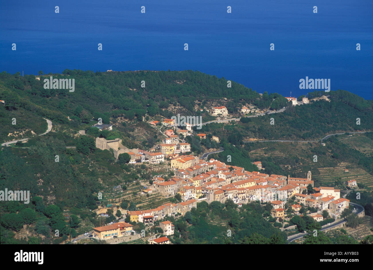 Town Marciana Alta medieaval city Island Elba Ligurian Sea Italy Stock ...