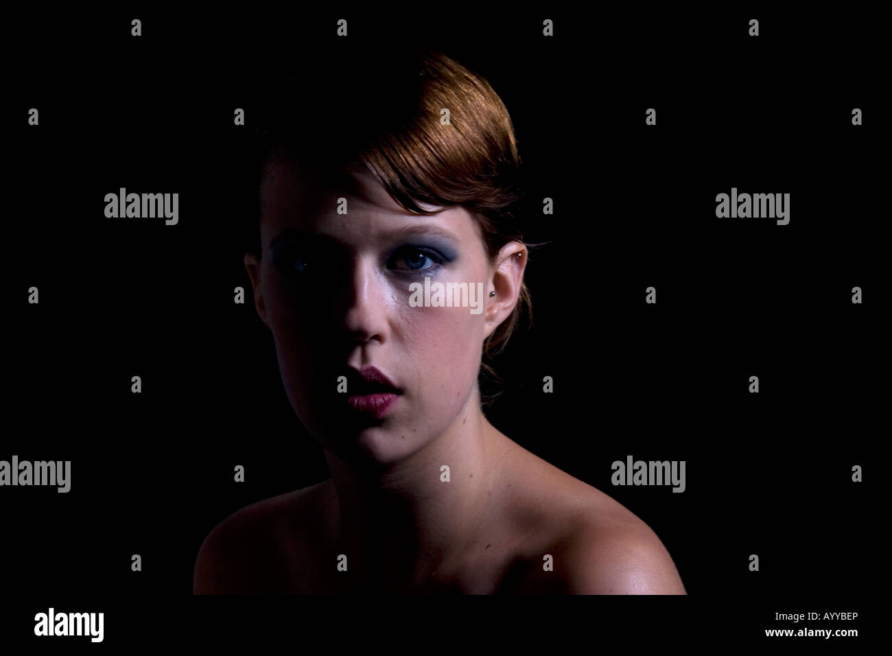 girl against a black background Stock Photo - Alamy