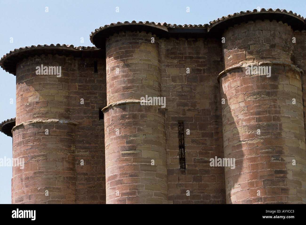 The 15th Century church in Najera has distinctive reddish brick and ...