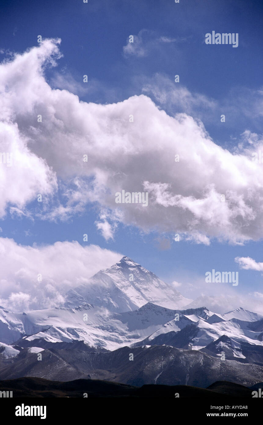 Vertical landscape image or Everest peak North Face Tibetan side of the ...