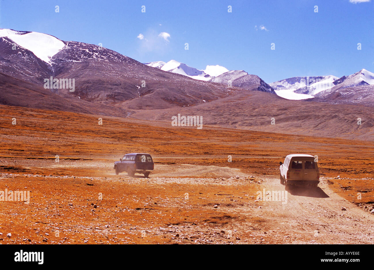Extreme landscape terrain with Tibetan desert like valleys rolling ...