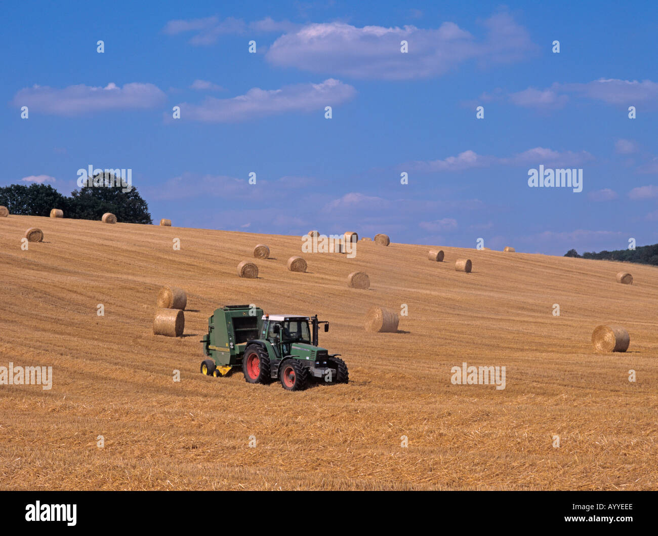 Baling straw Gade Valley Hertfordshire UK September Stock Photo - Alamy