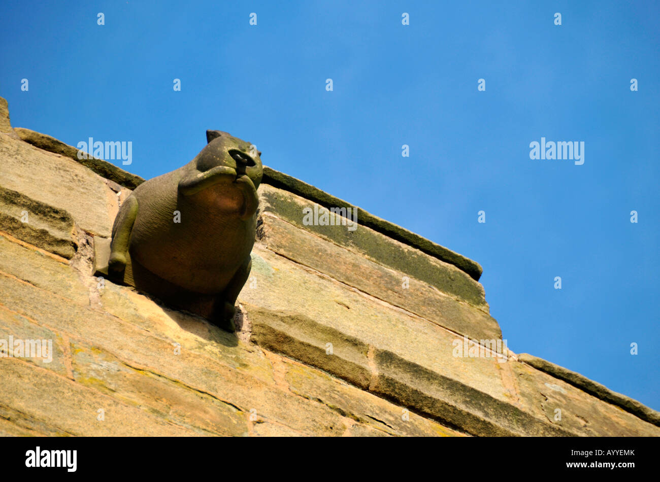 Stone rat gargoyle on Eyam Church Peak District Derbyshire UK Stock ...