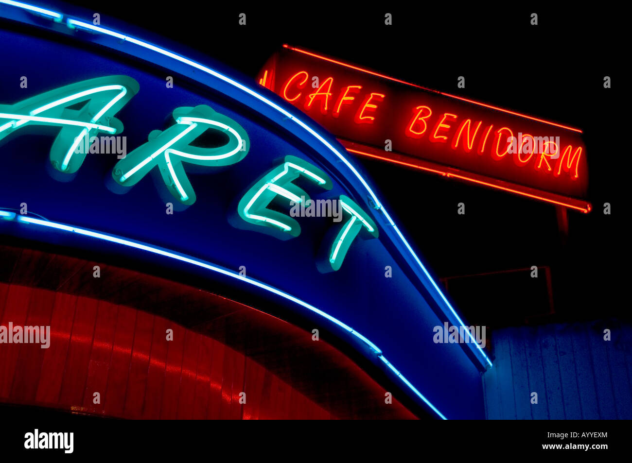 Neon signs entice holidaymakers into the bars and cabaret shows in ...