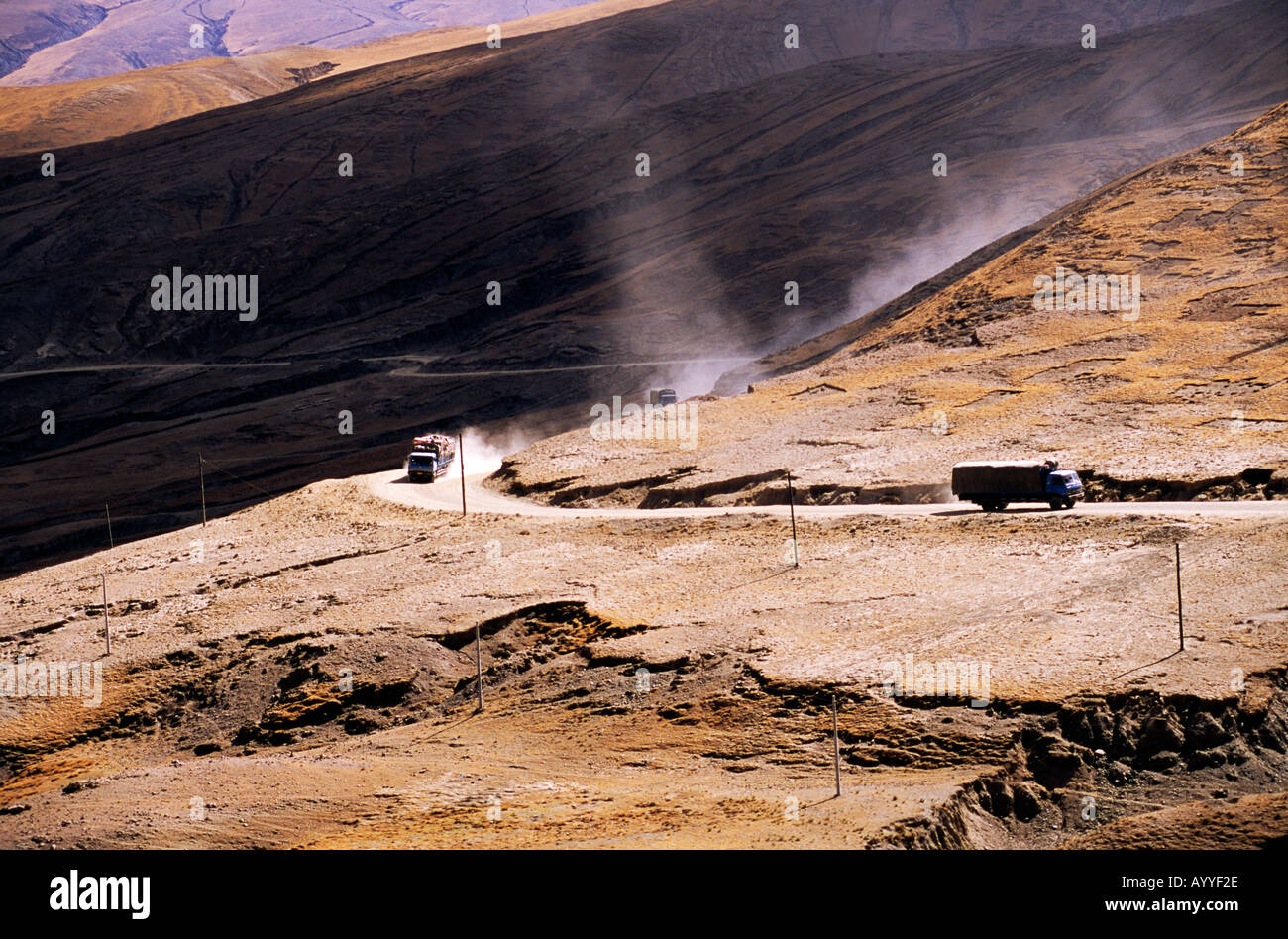 Extreme landscape terrain with Tibetan mountains 4wd jeeps and trucks ...