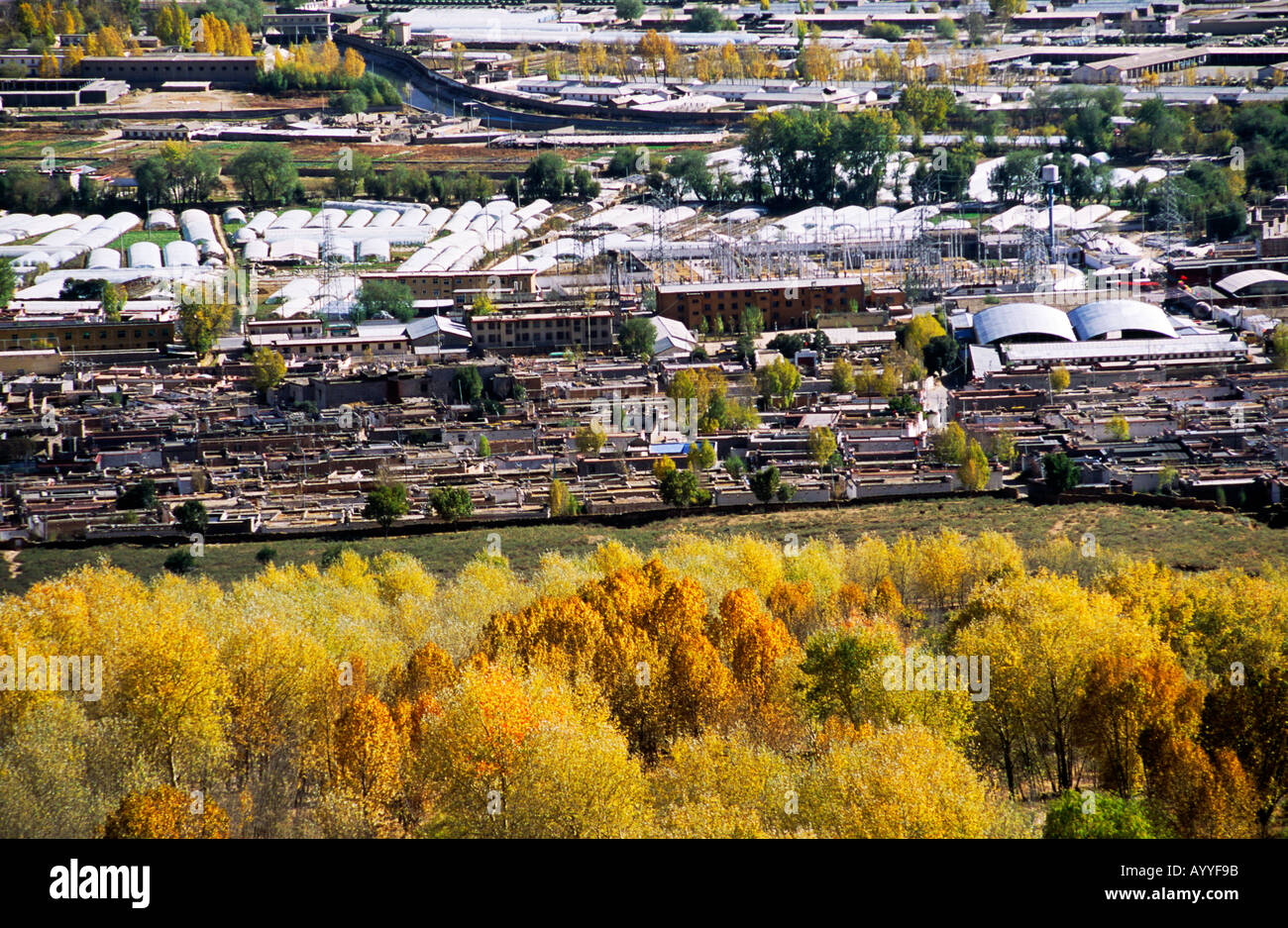 Heavy agricultural centre in the Lhasa valley many glass houses to grow ...