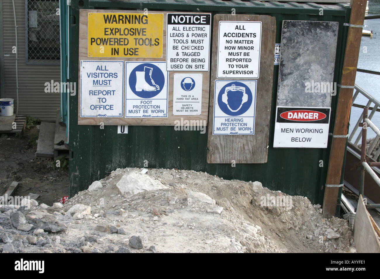 Work-site safety warning signs Stock Photo - Alamy