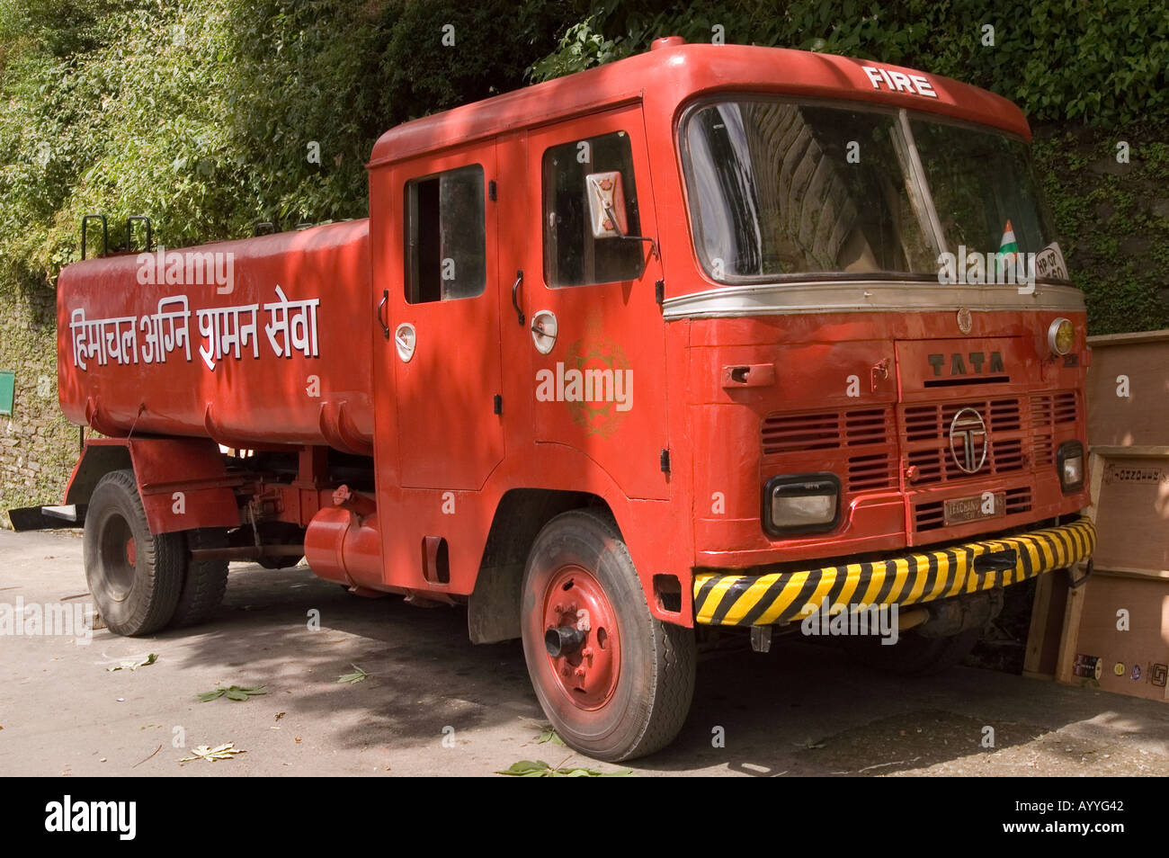 Tata Fire Brigade car India Stock Photo - Alamy