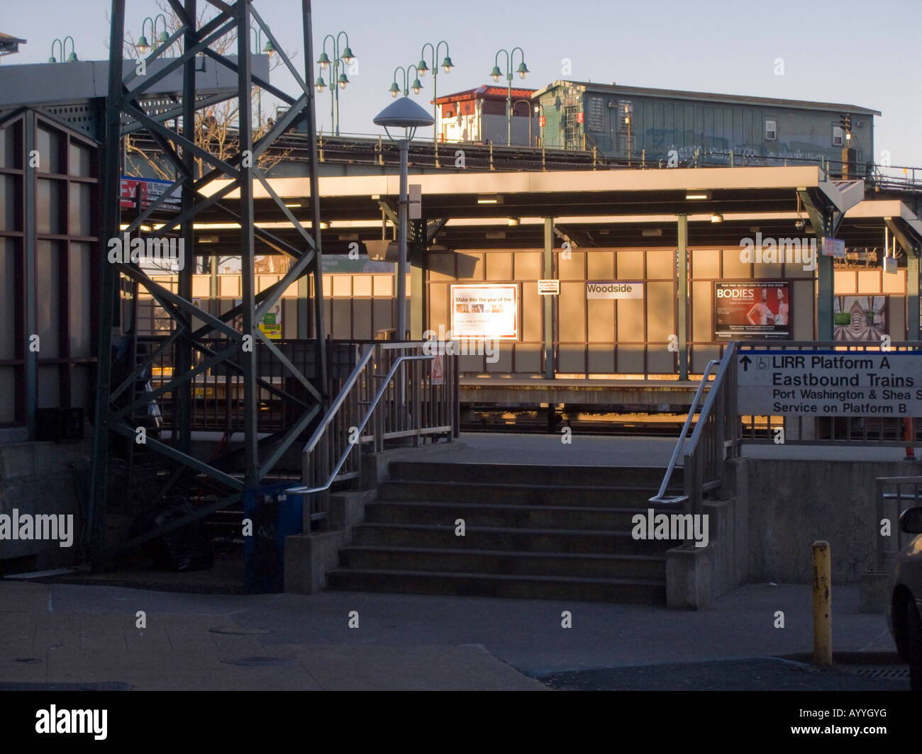 The empty Woodside Station on the Long Island Railroad in the borough ...