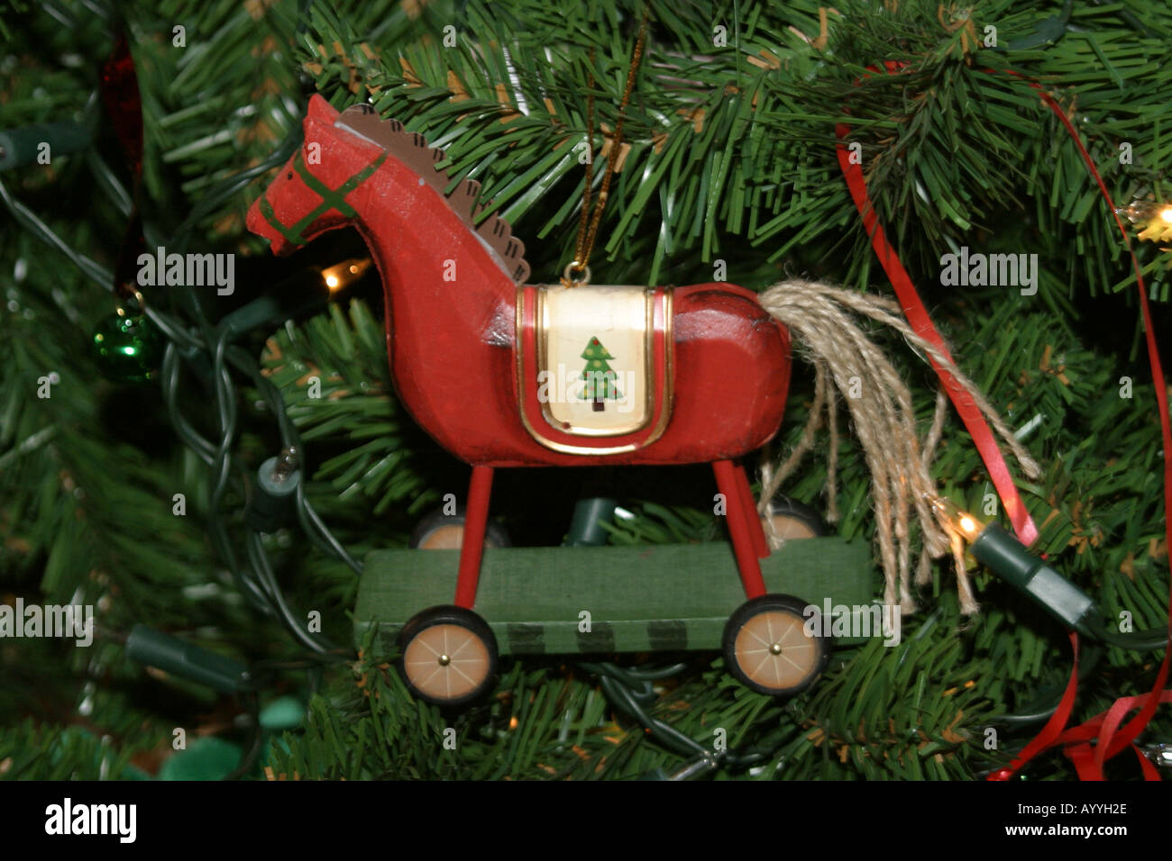 Christmas decoration of a rocking horse Stock Photo - Alamy