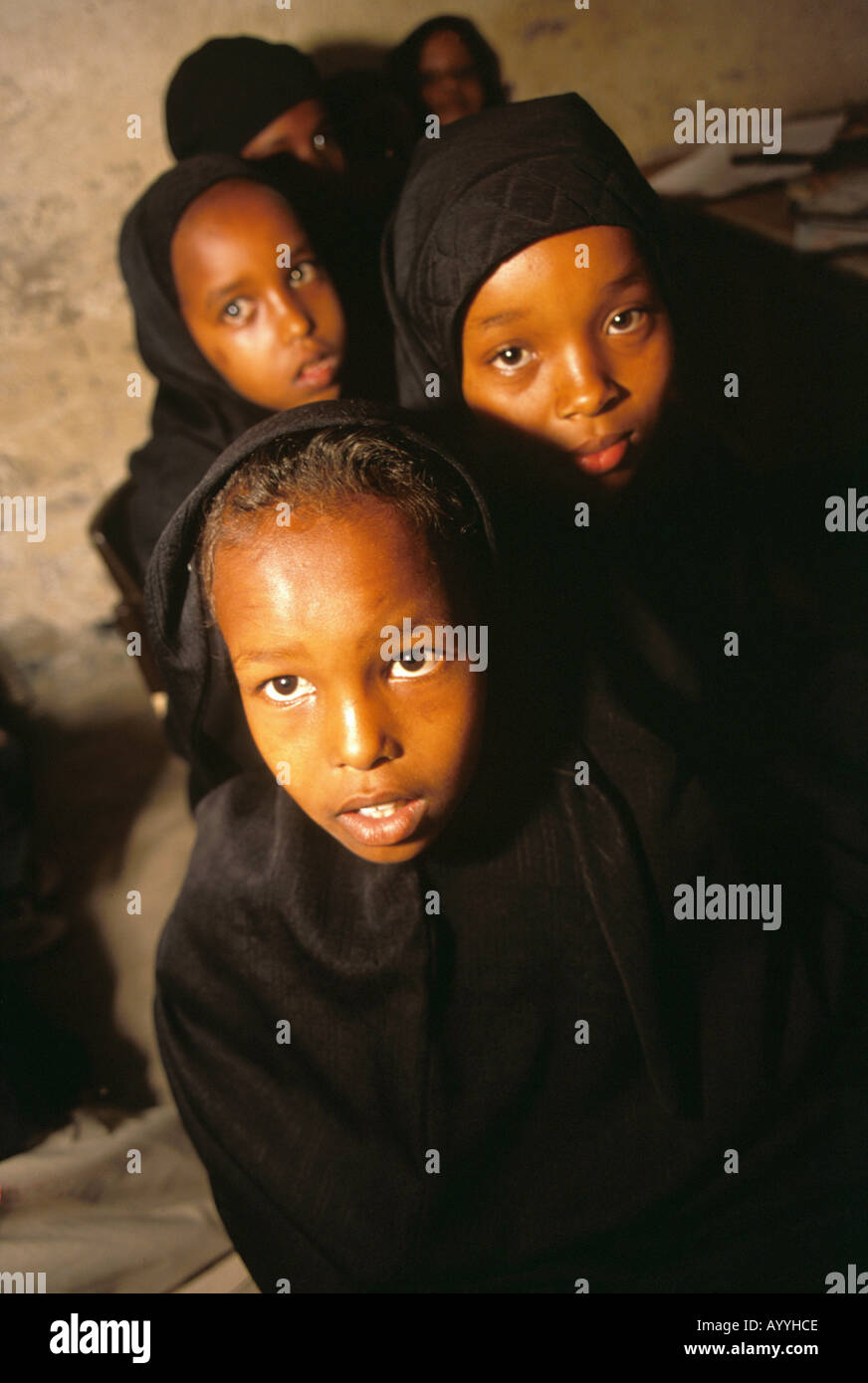 Somaliland, Hargeisa, Muslim primary school girls students Stock Photo ...
