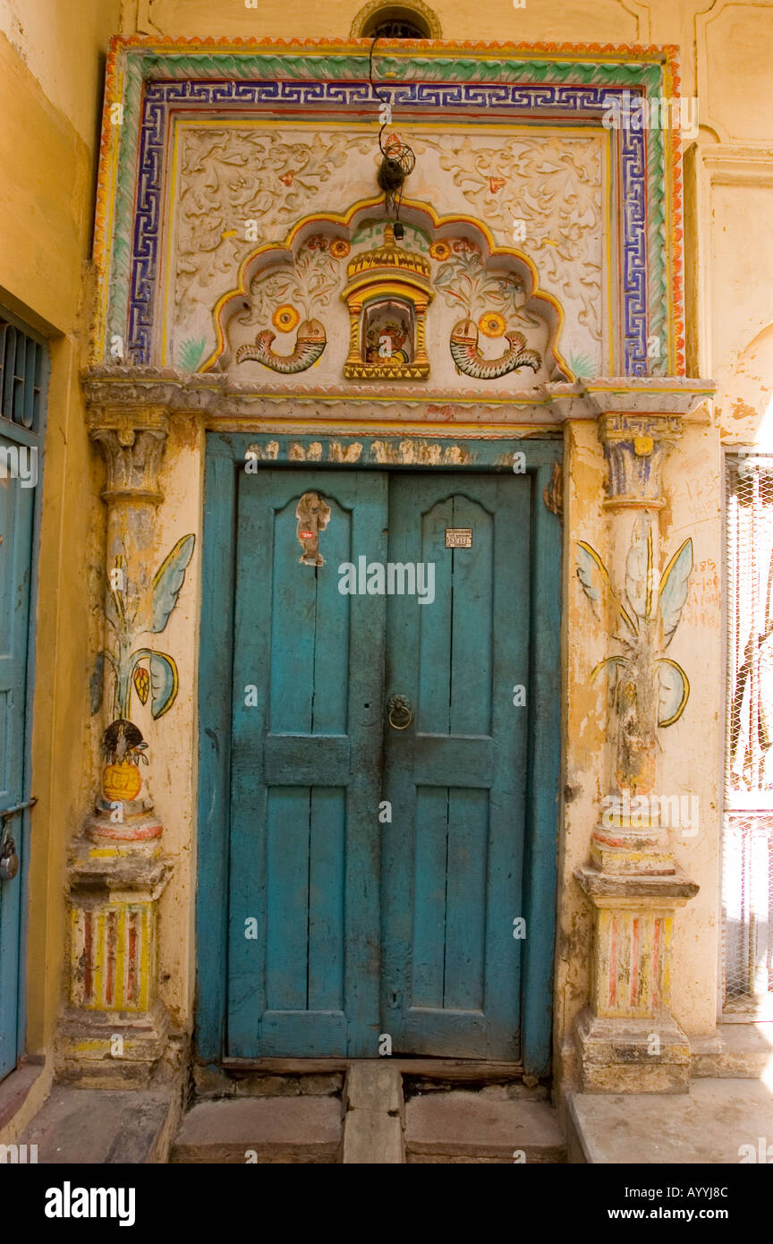 Rich carved stone entrance gate to heritage building Old Delhi India ...
