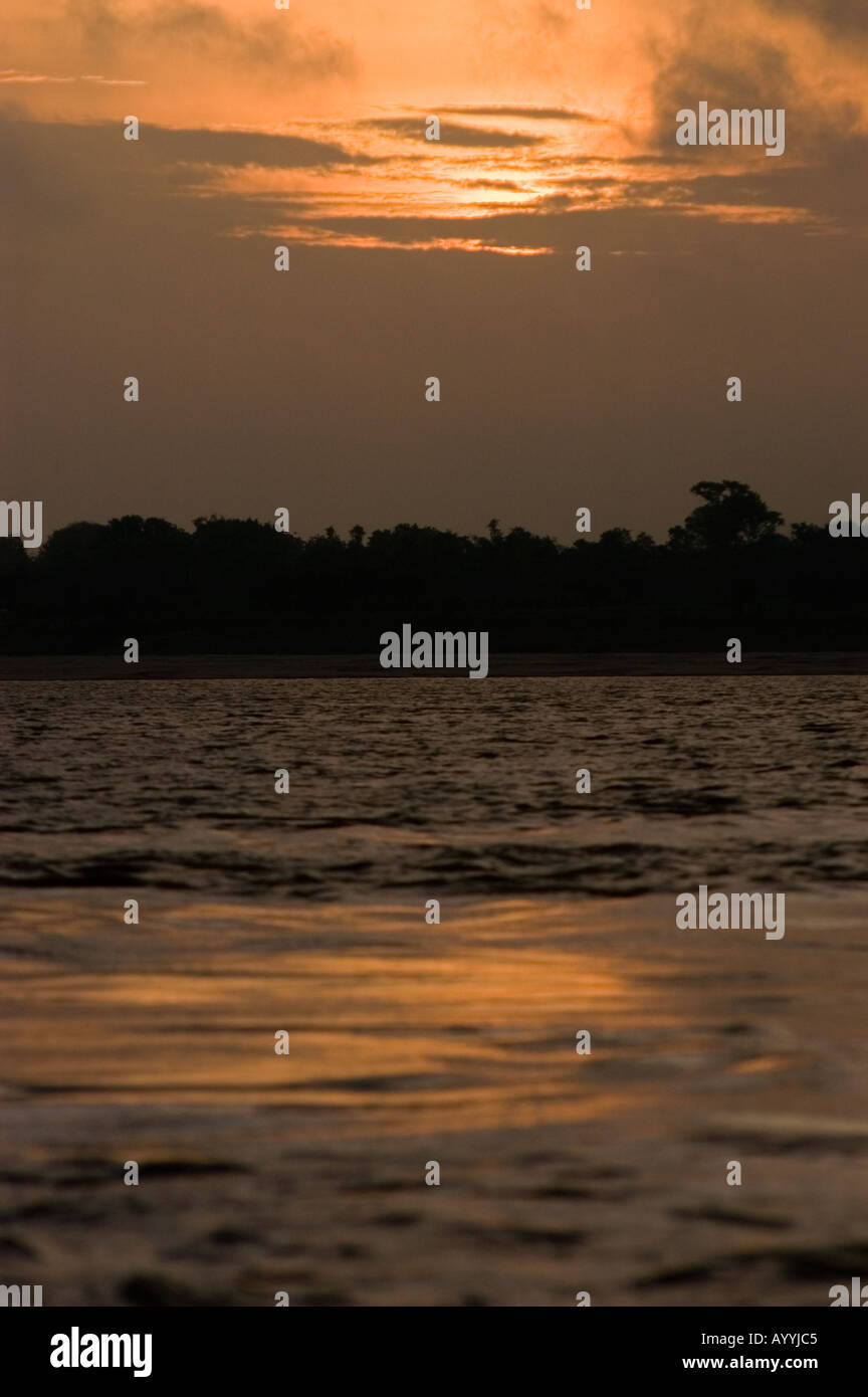 Sunset at Ganges River Varanasi Uttar Pradesh India Stock Photo - Alamy