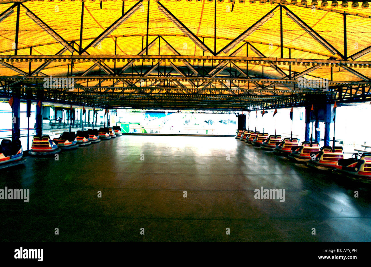 Closed dodgems ride in Spain Stock Photo - Alamy