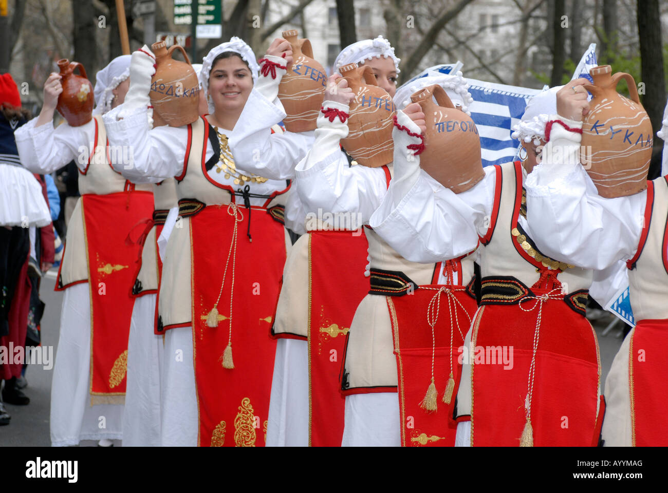 Greek Americans march up Fifth Avenue in New York Stock Photo - Alamy