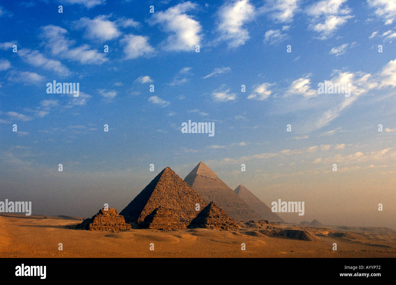 Pyramids of Giza at sunrise, Cairo, Egypt, north Africa Stock Photo - Alamy