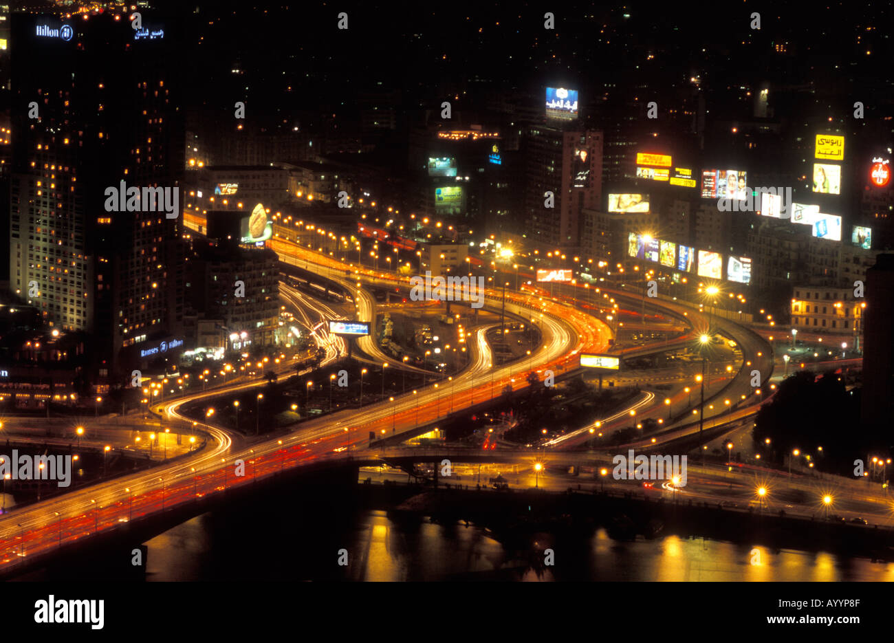 General view of the city of Cairo by night, Egypt Stock Photo - Alamy