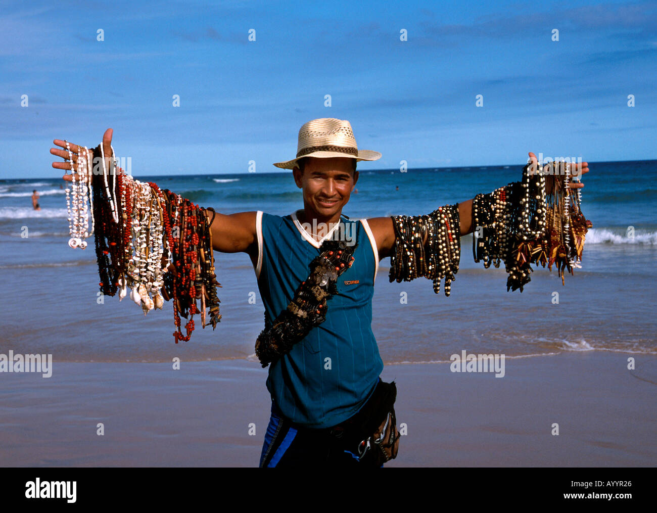 Bahia Brazil hawking peddler hawker beach trader Stock Photo - Alamy