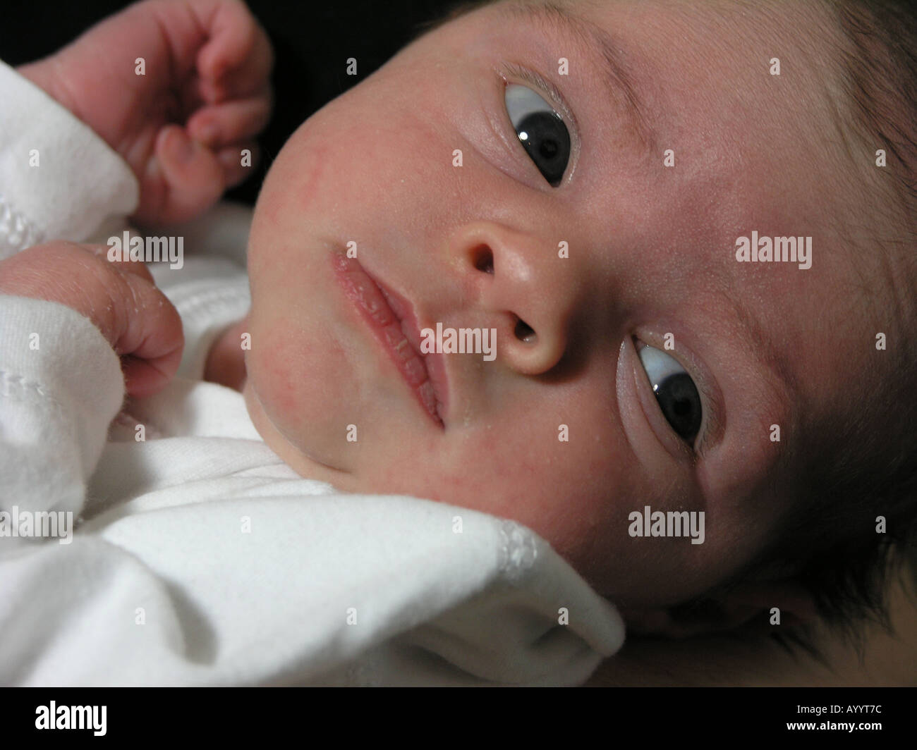 New born baby girl awake Stock Photo - Alamy