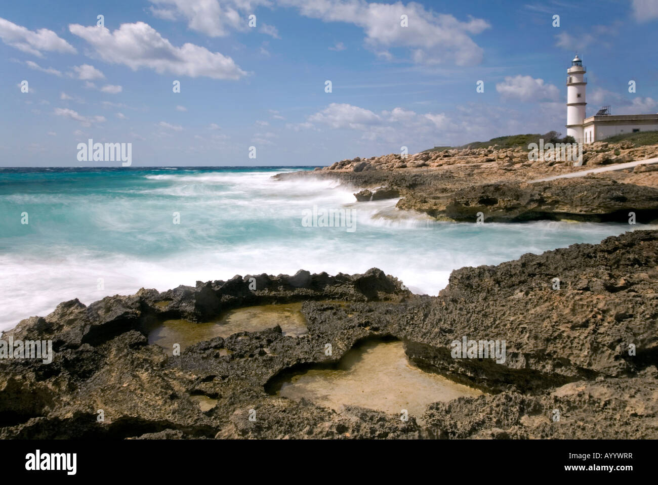 Lighthouse.Cap Salines.Mallorca Island.Spain Stock Photo - Alamy