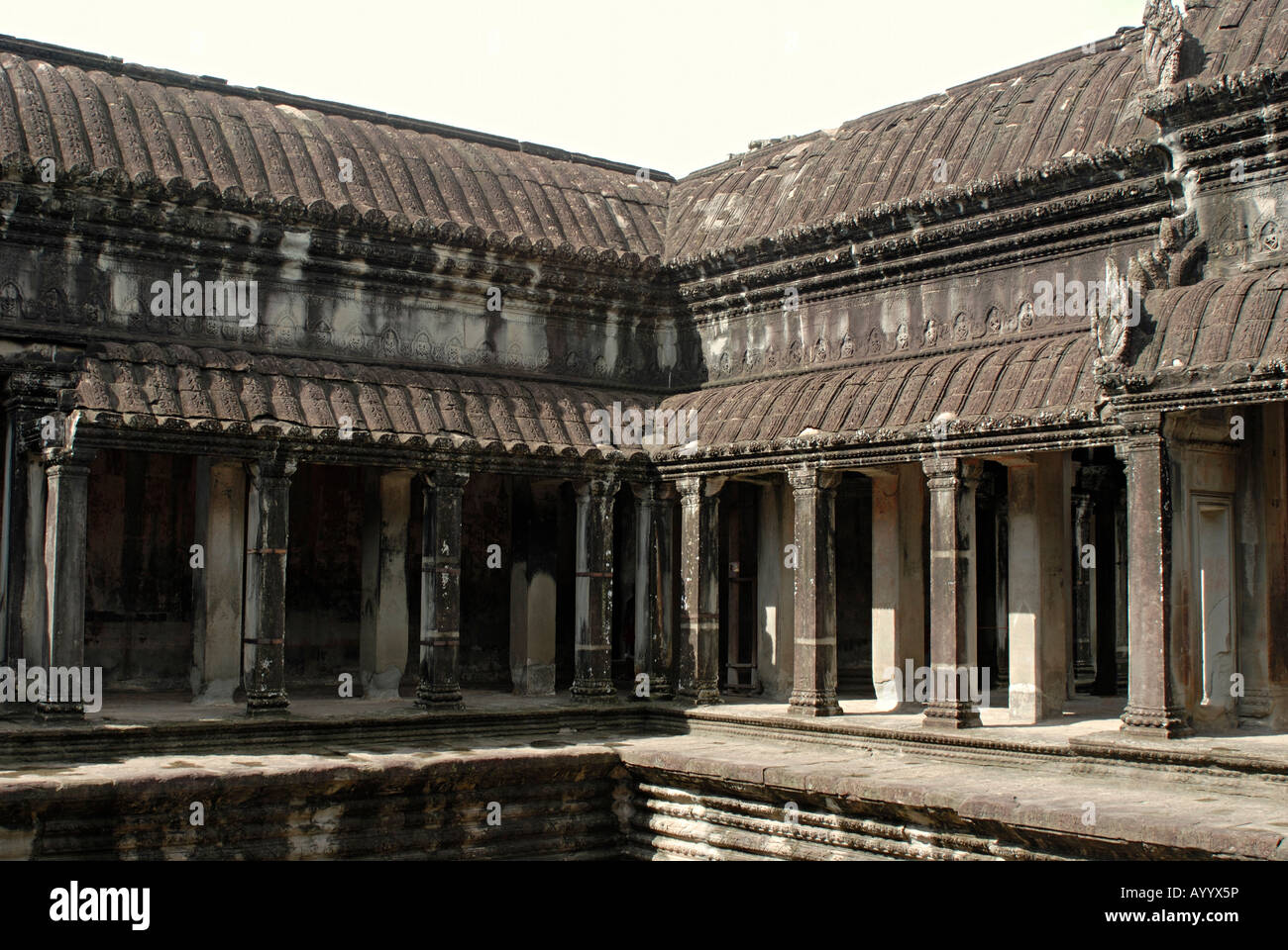 Cambodia, Angkor Wat 12th century A.D. Connecting galleries, upper ...
