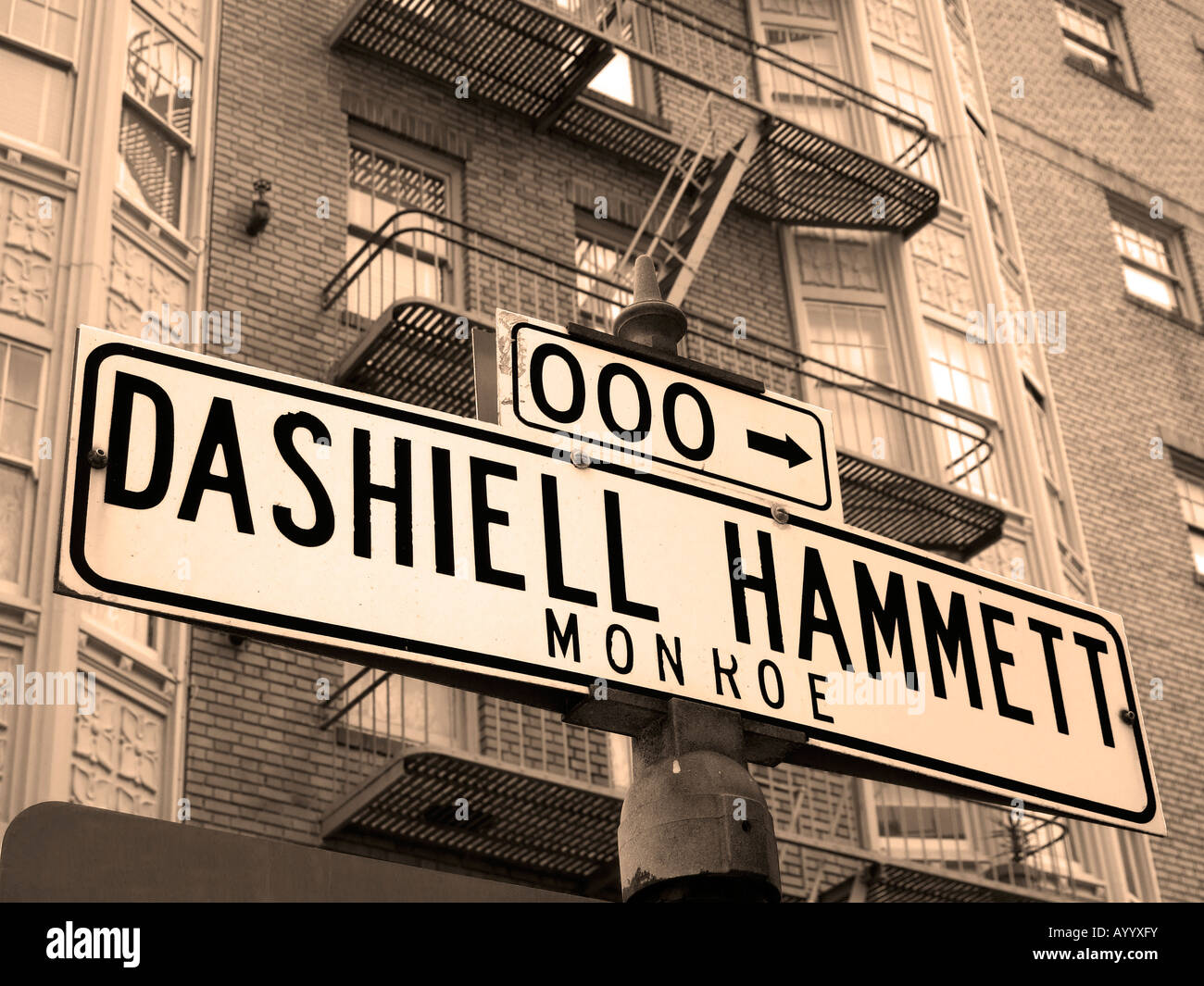 "^Dashiel ^Hammett street sign, San Francisco, California Stock Photo ...