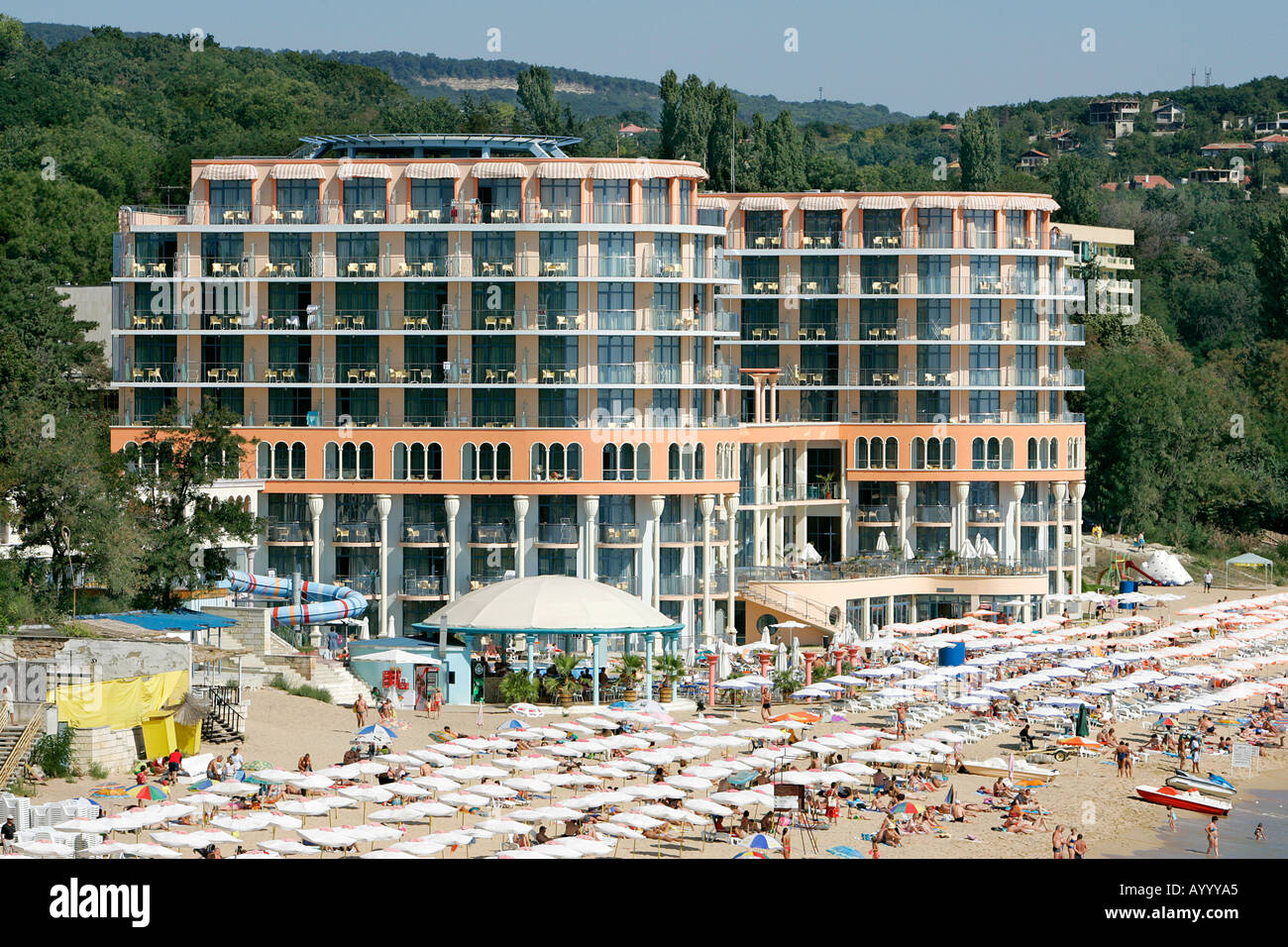 S S Constantine Helena holidays tourist chaise lounge umbrella swimming ...