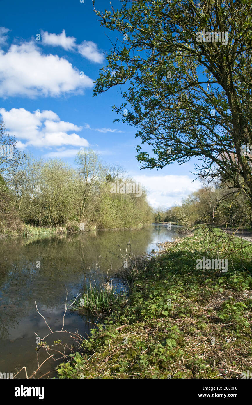 Picturesque Kennet and Avon canal between Sheffield and Garston locks ...