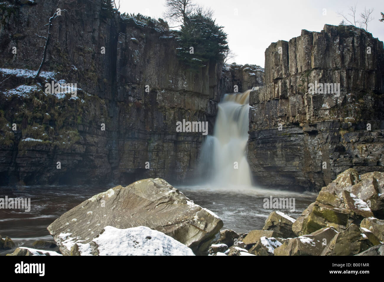 High Force Waterfall on the Raby Estate River Tees Teesdale Stock Photo ...