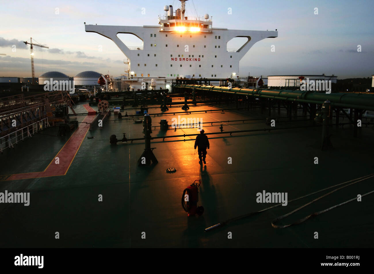 Port of Rotterdam Botlek Vopak Oil Terminal the deck of a large oil ...