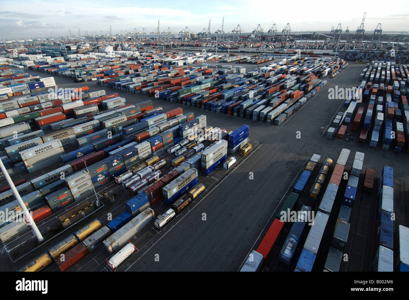 Port of Rotterdam Maersk Container terminal on the Maasvlakte Stock ...