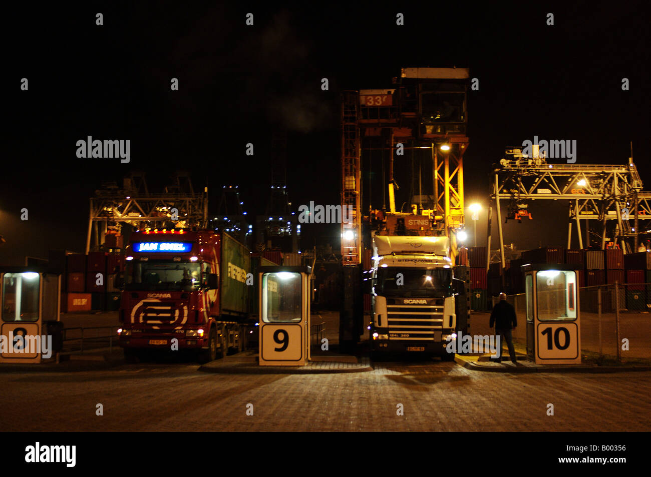 Port of Rotterdam trucks loading containers on the European Container ...