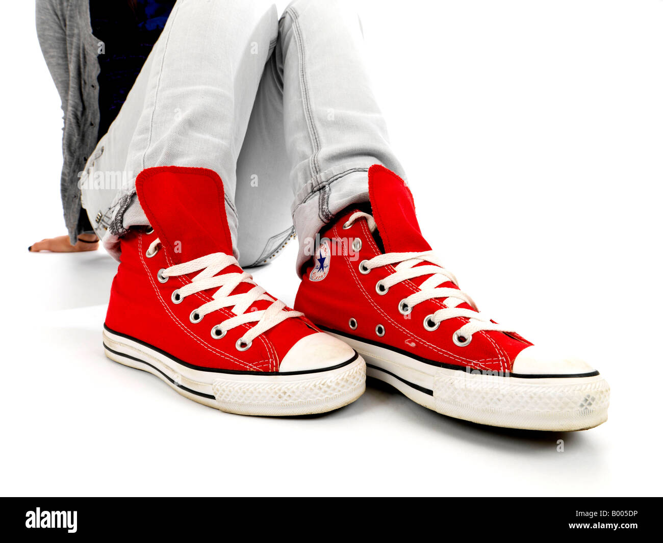 Teenager Wearing Red Trainers Stock Photo - Alamy