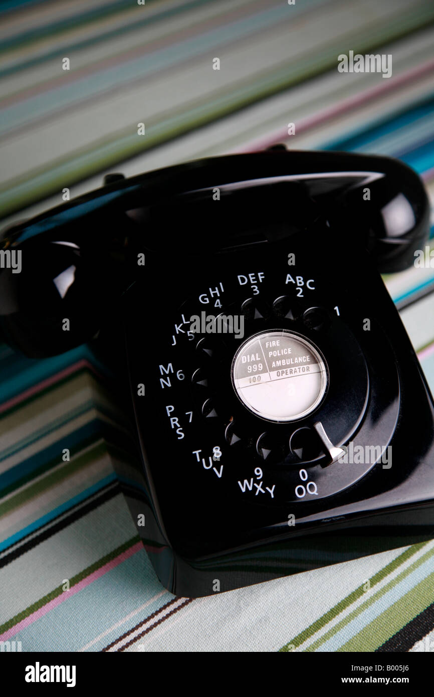 Retro Vintage Style Telephone in Black Stock Photo - Alamy