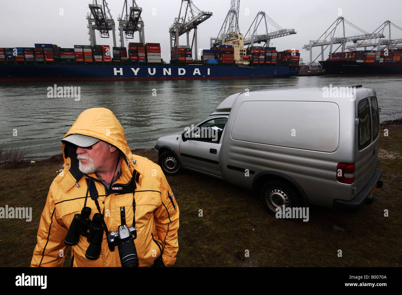 Port of Rotterdam Europoort container spotter Hans Tobbe taking ...