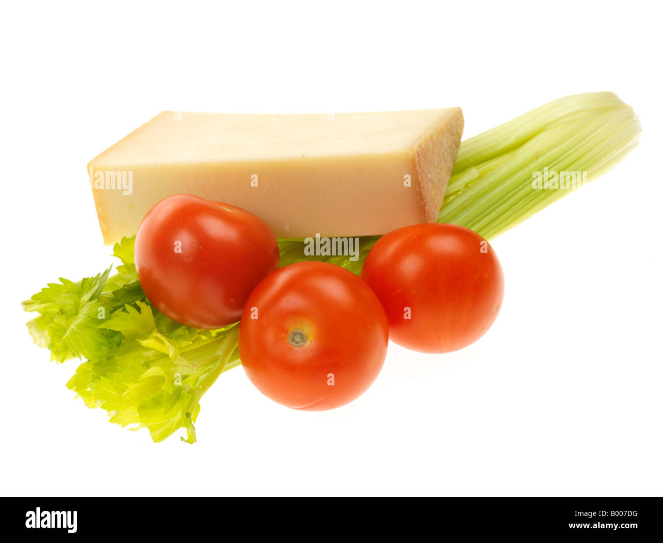 Fresh Block Or Wedge Of Cheese With Healthy Tomatoes And Celery ...