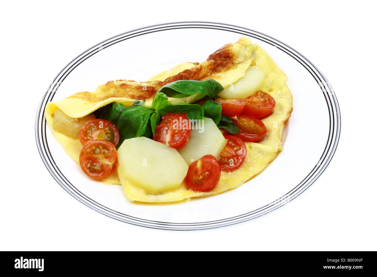Tomato and Basil Omelette Stock Photo - Alamy