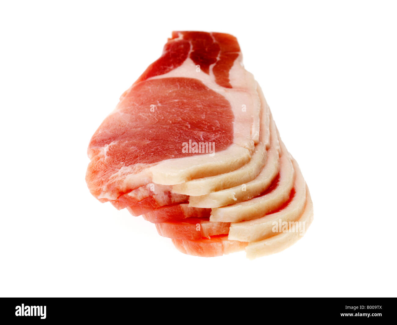 Pile Or Stack Of Fresh Raw Uncooked Back Bacon Rashers, No People ...