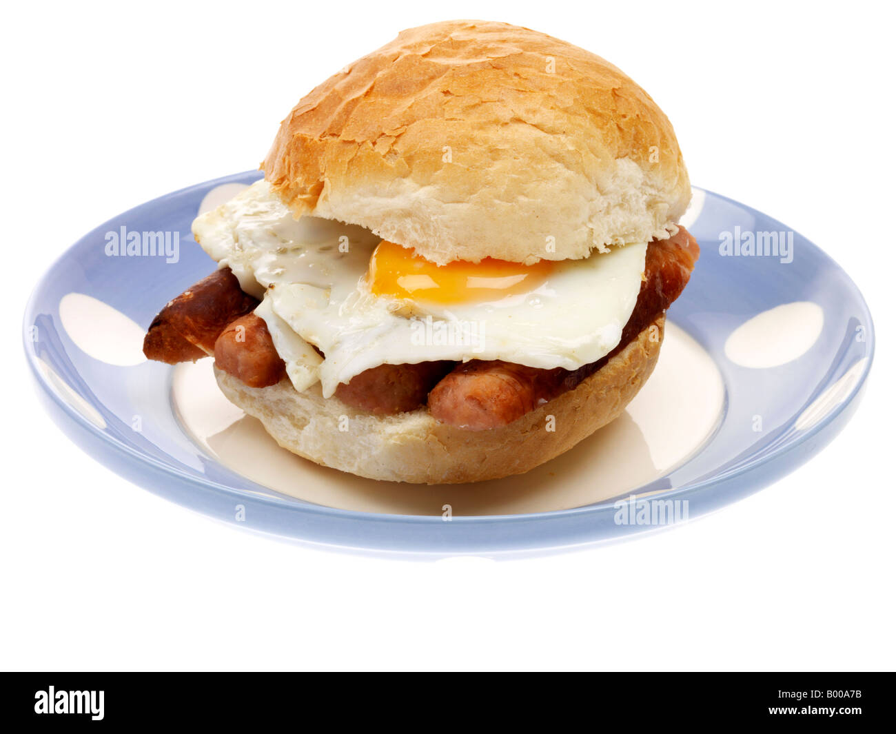 Fresh Pork Sausage and Fried Egg Bap Or Breakfast Roll Isolated Against ...