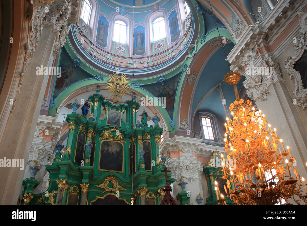 The inside of the Orthodox church of Holy Spirit at Vilnius Lithuania ...