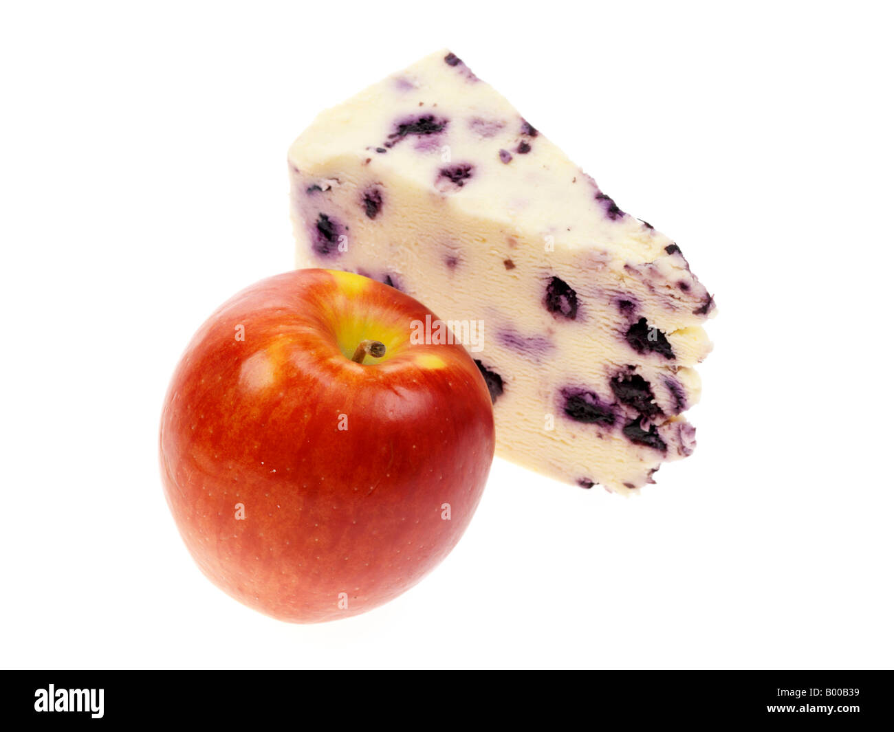 Blueberry White Stilton Cheese with Red Apple Stock Photo - Alamy