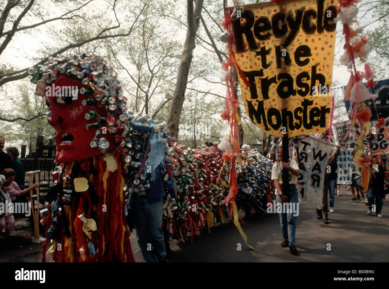 The Trash Monster marches during an Earth Day parade in New York City ...