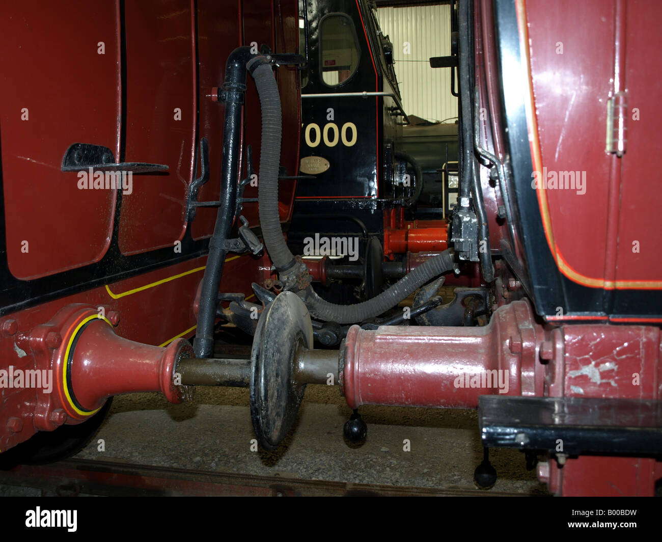 showing the connection system of railway coaches Stock Photo - Alamy