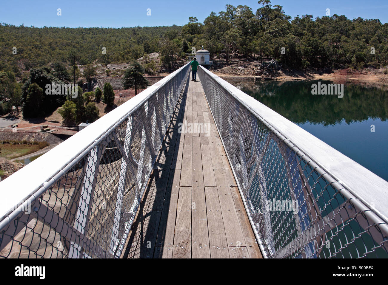Walkway across Mundaring Reservoir that supply water to Perth in ...